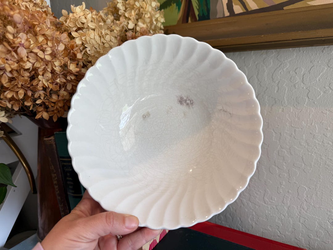 Vintage Snow White Regency Ironstone Swirl Serving Bowl by Johnson ...