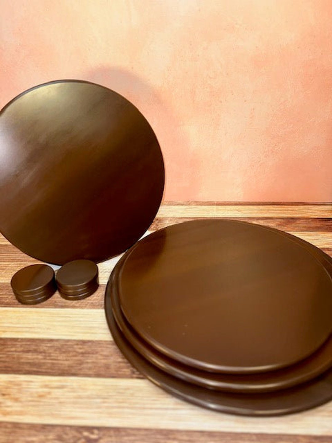 Wood Look Rotating Serving Tray, Lazy Susan Corian Cutting Board ...