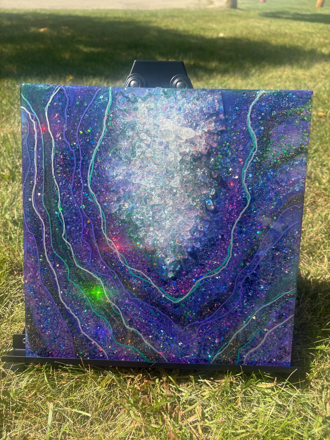Atlantis – 12” Original Resin Geode Painting With Crystal & Glitter ...