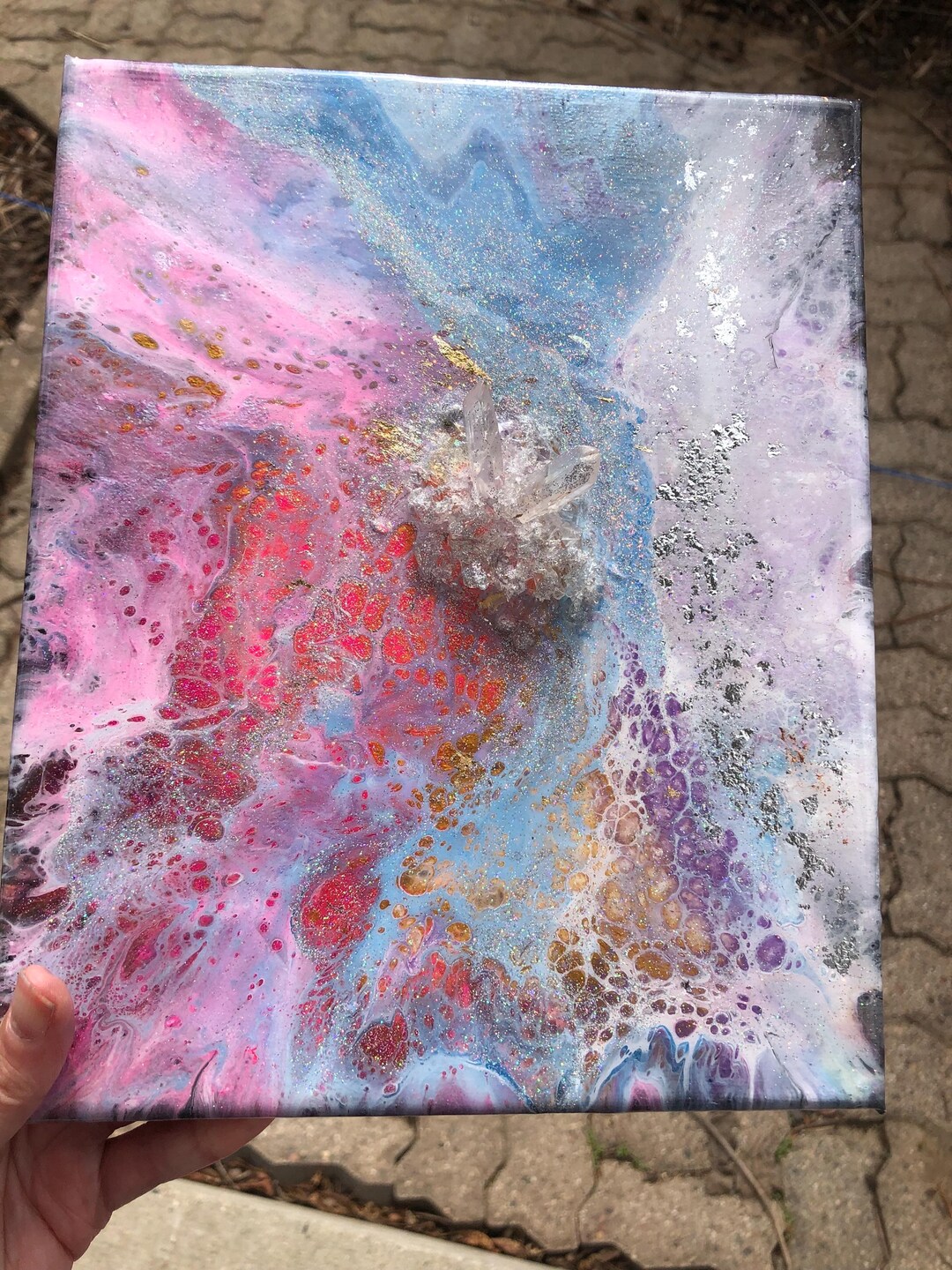 Crystalline Core – 8x10 Original Abstract Painting With Faux Quartz ...