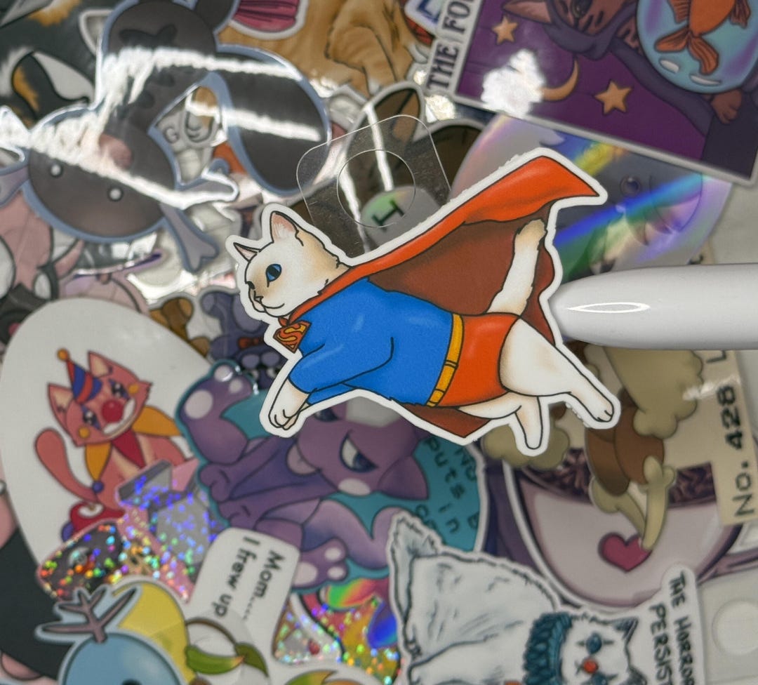 Supa Cat Sticker - Etsy