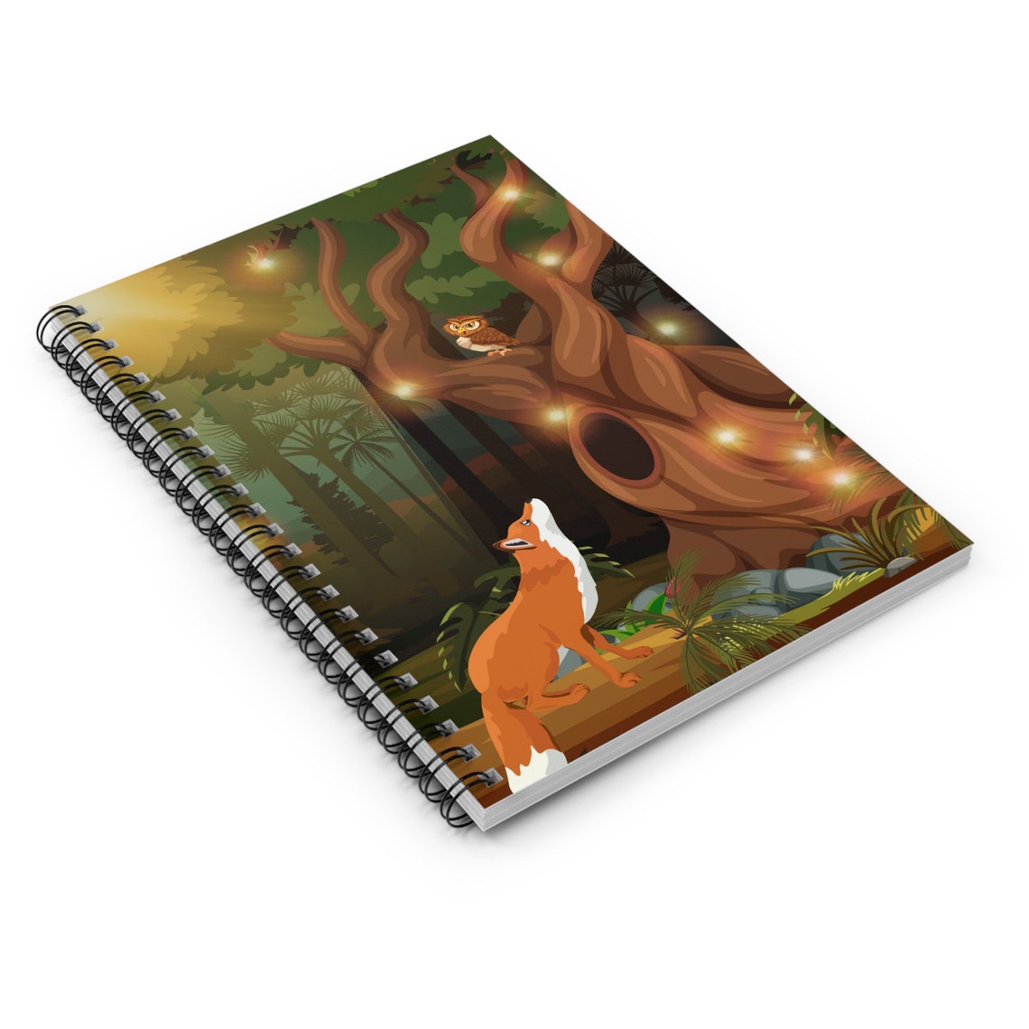 Forest Animal Journal, Fox, Owl, Notebook, Fairy Lights, Cottagecore ...