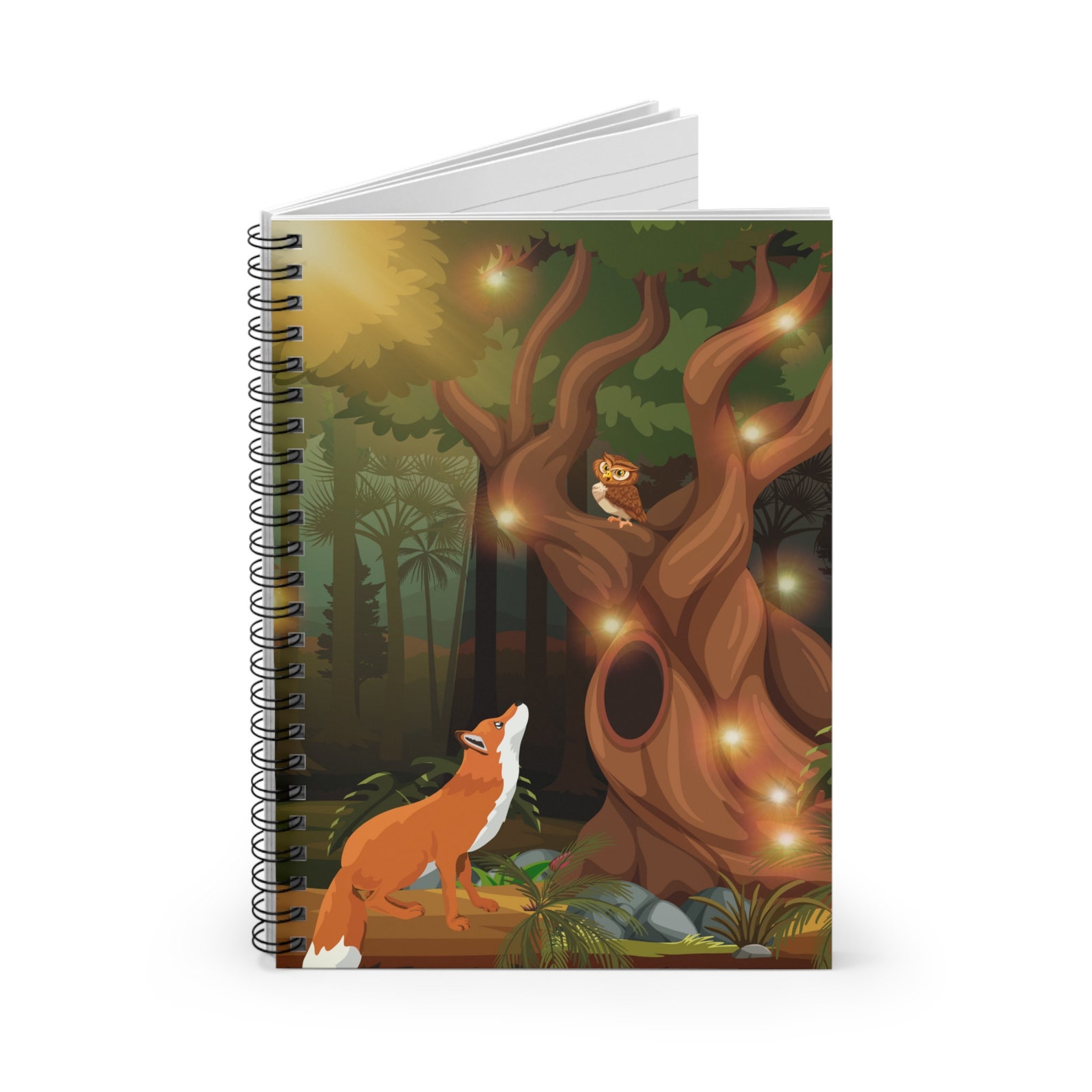 Forest Animal Journal, Fox, Owl, Notebook, Fairy Lights, Cottagecore ...