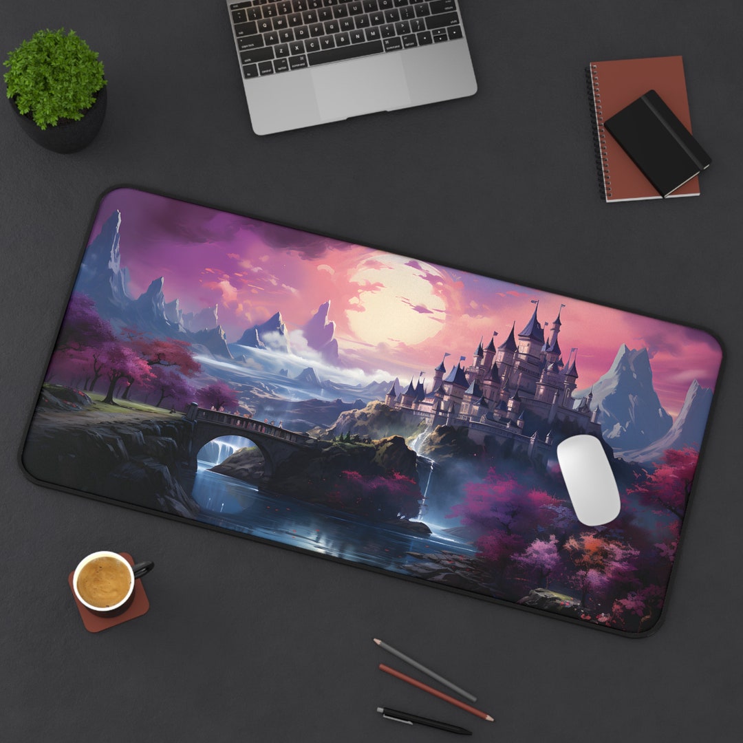 Fairytale Castle Desk Mat, Vibrant Colors, Artistic Desk Mat, Fairycore ...