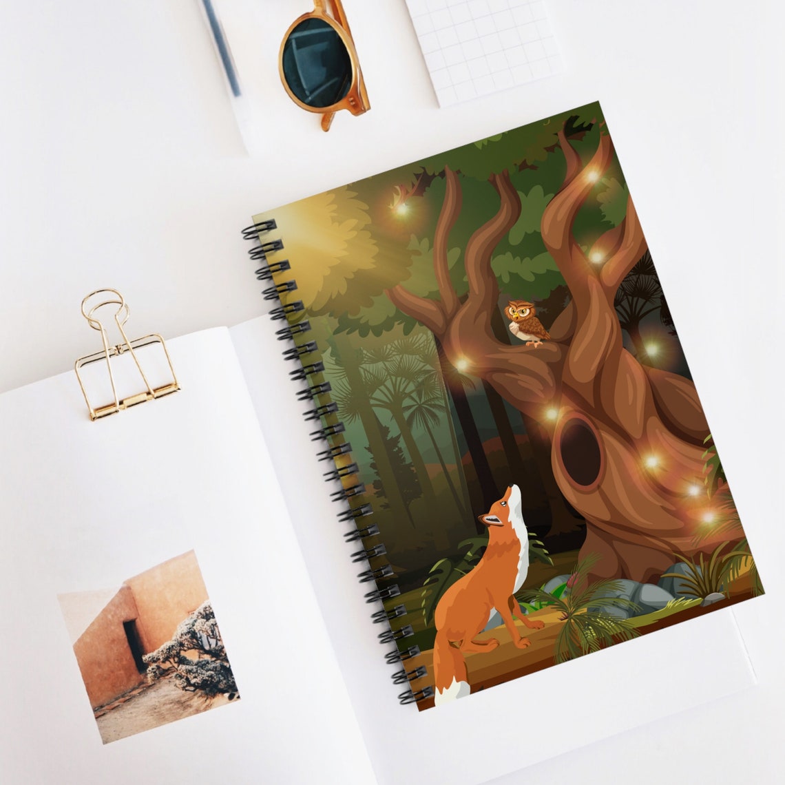 Forest Animal Journal, Fox, Owl, Notebook, Fairy Lights, Cottagecore ...