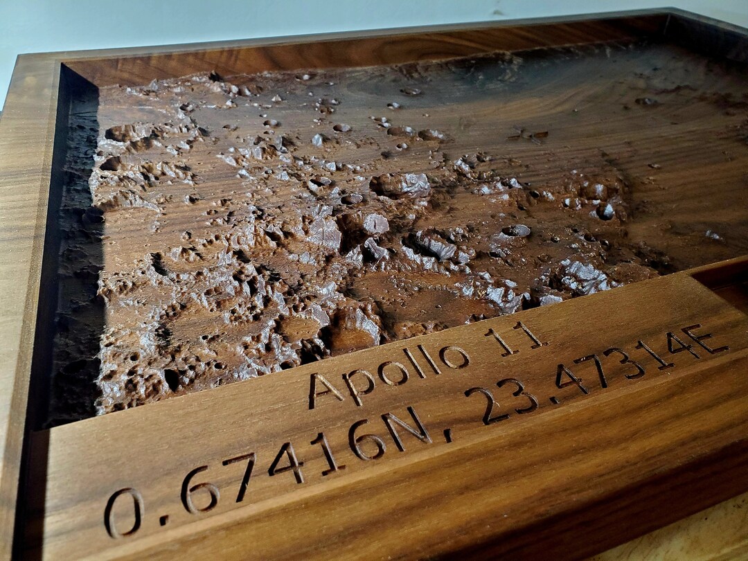 Apollo 11 Moon Landing Site 3D Topographic Wood Carving - Etsy
