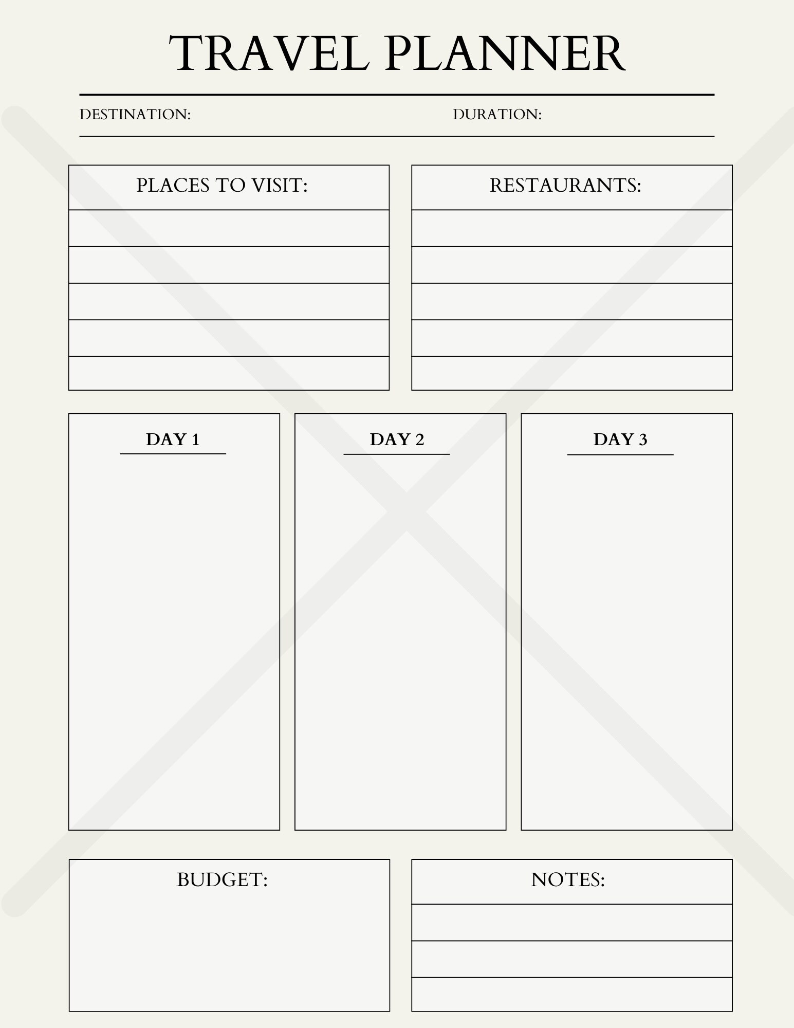 Travel Itinerary Template | Trip Itinerary | Printable Travel Itinerary ...