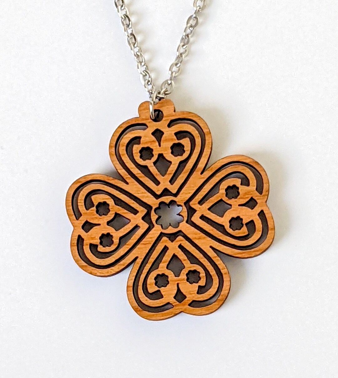 Four-leaf Clover Wooden Pendant Chain Necklace (your Choice of Maple ...