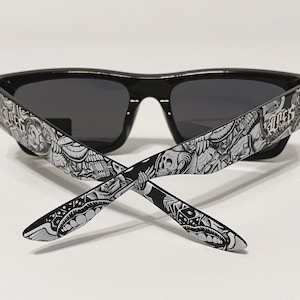 LOCS Sunglasses Shades Graffiti Skull Printed Legs Black Plastic Frames ...
