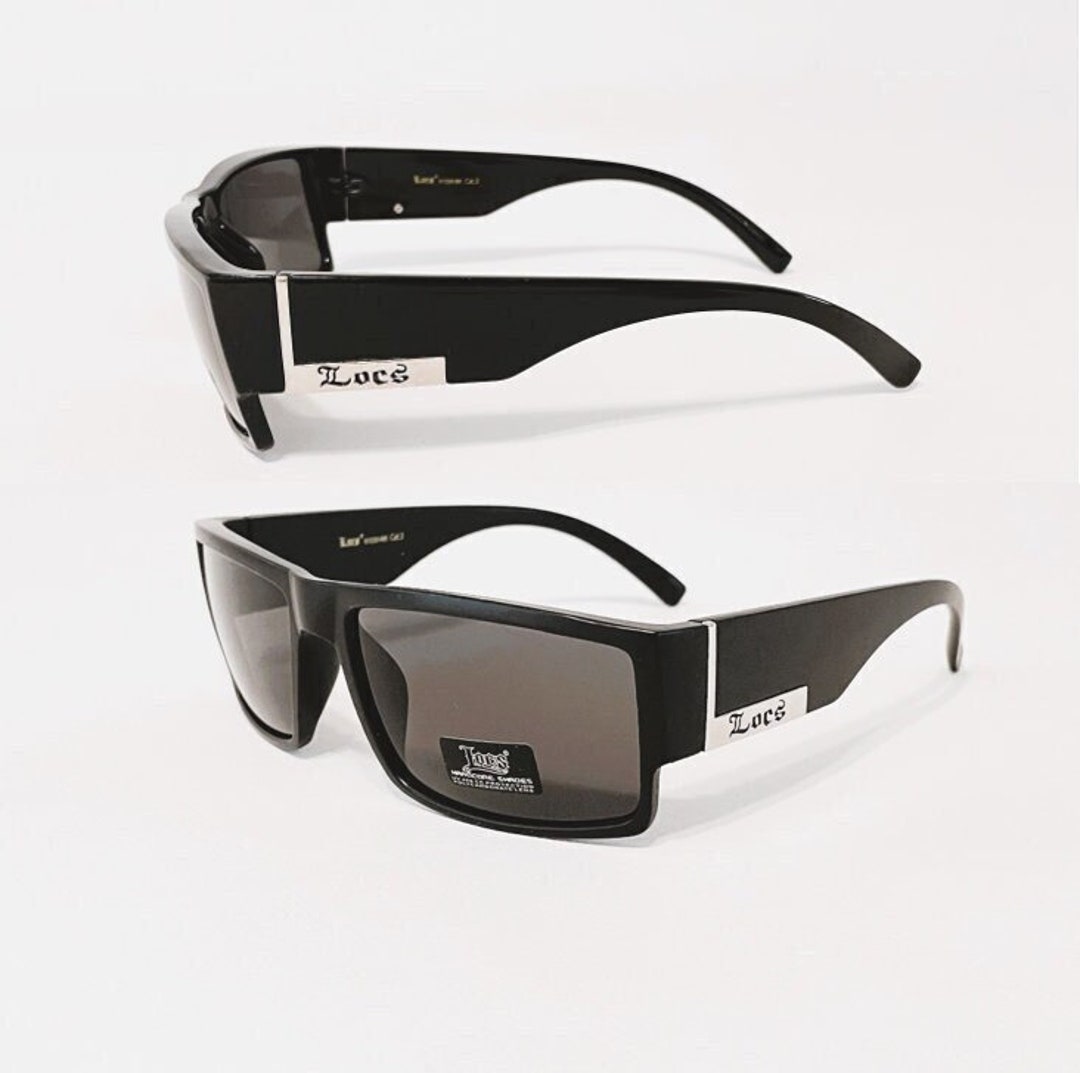 LOCS Sunglasses Hardcore Shades Black Plastic Frames Dark Polycarbonate ...