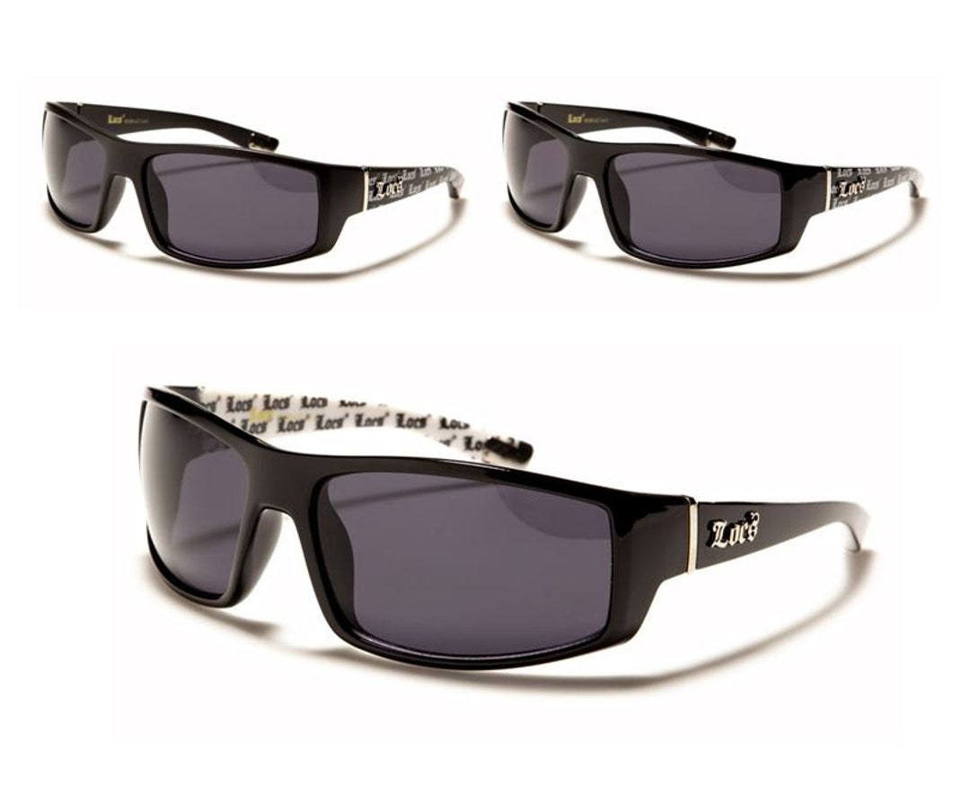 Locs Sunglasses Sport Rectangle Dark Lenses Wrap Around Style Plastic