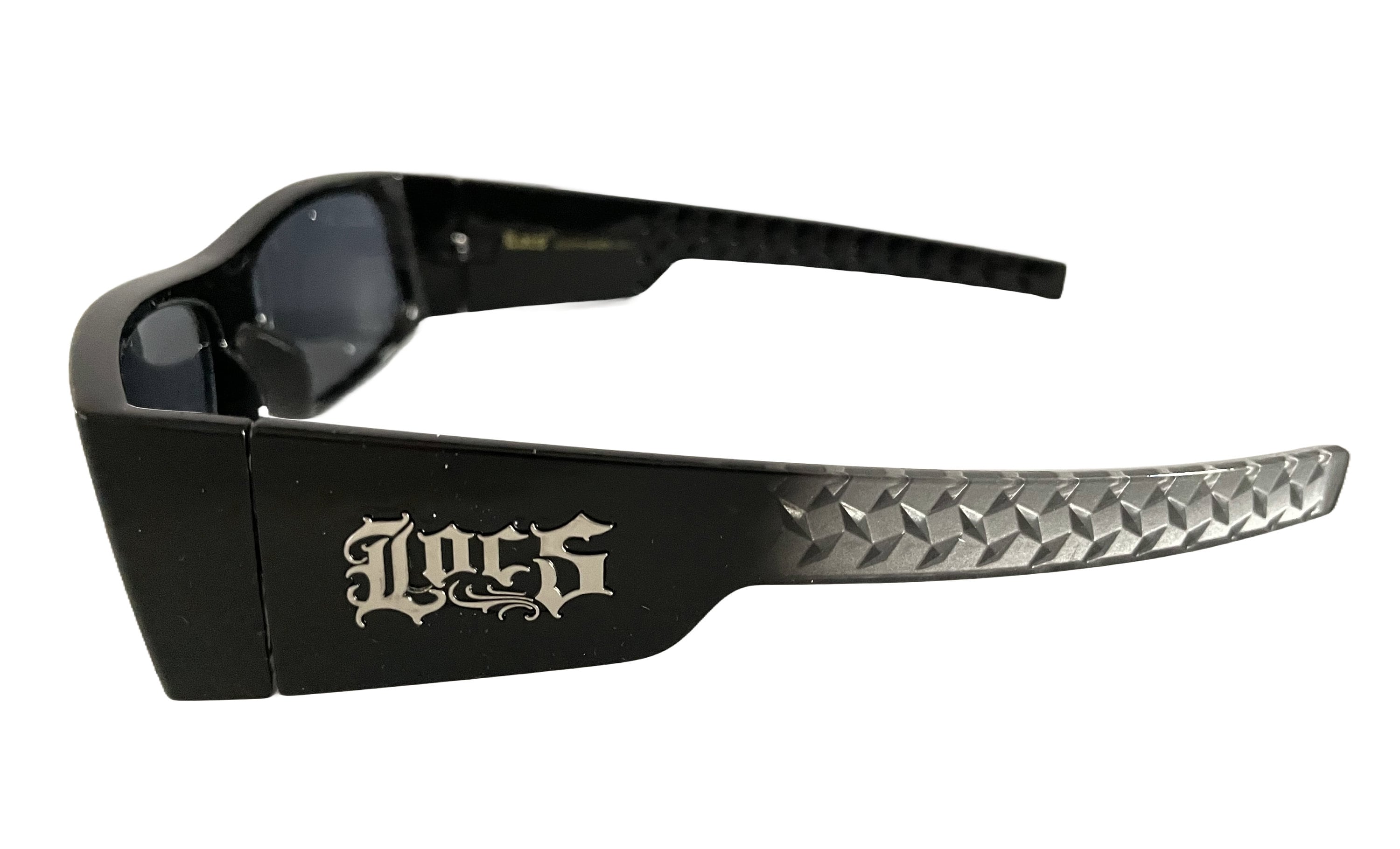 LOCS Sunglasses Shades Wrap Around Style Plastic Frames Rectangle Dark ...