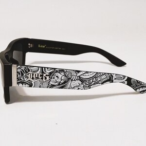 LOCS Sunglasses Shades Graffiti Skull Printed Legs Black Plastic Frames ...