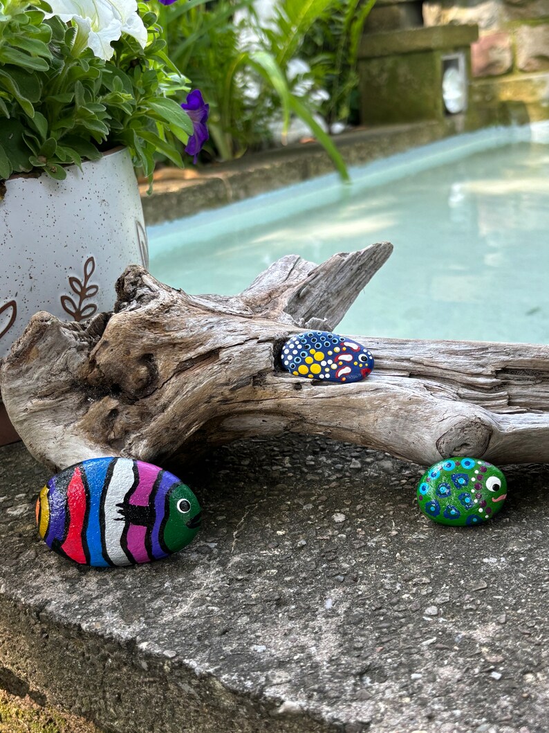 Cute Hand Painted Fish Rocks Set of 3 - Etsy