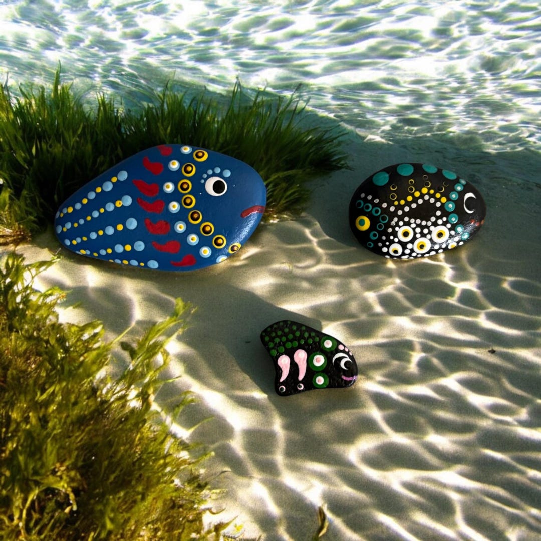 Cute Hand Painted Fish Rocks Set of 3 - Etsy