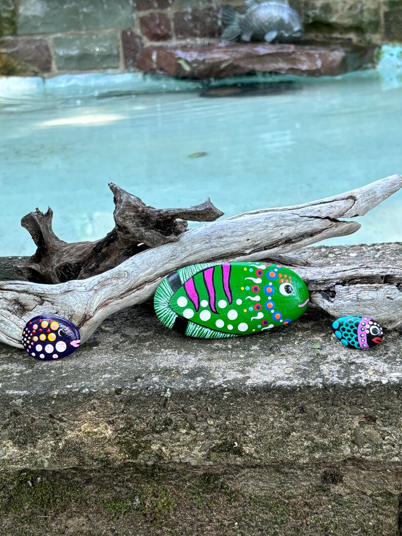 Cute Hand Painted Fish Rocks Set of 3 - Etsy