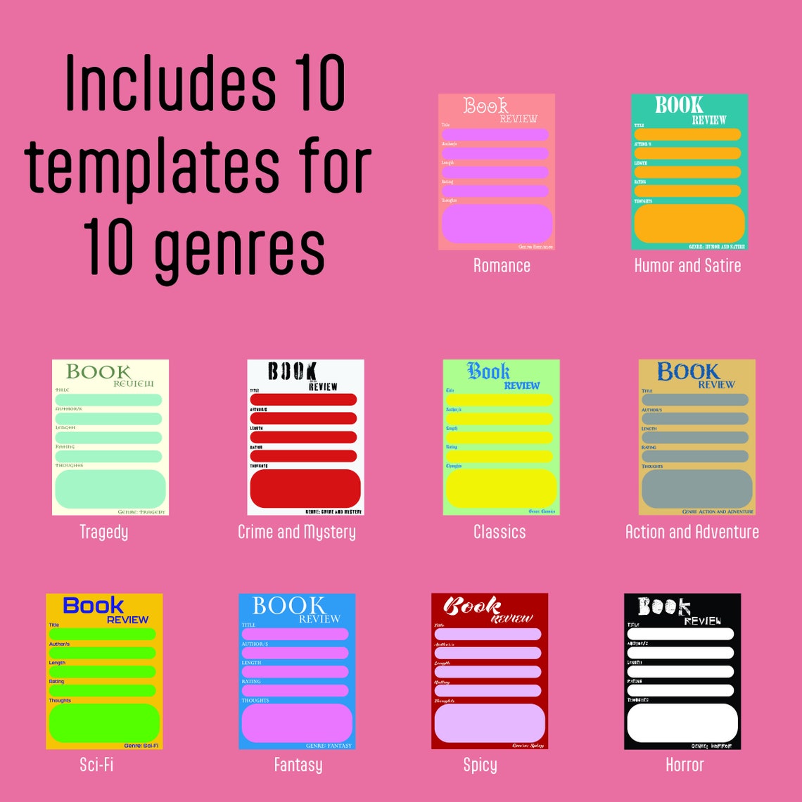 Printable Book Review Template, Book Reader Inserts, Book Worm, Avid ...