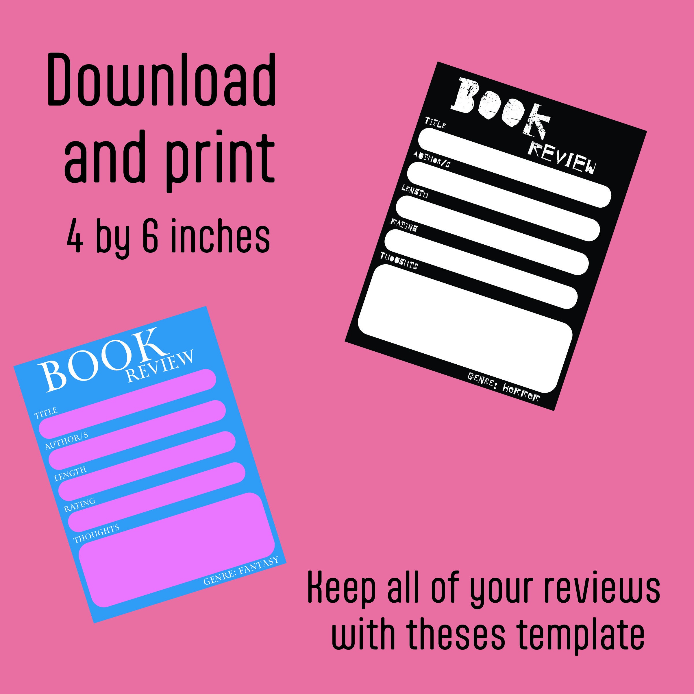 Printable Book Review Template, Book Reader Inserts, Book Worm, Avid Readers, Book Reading Log ...