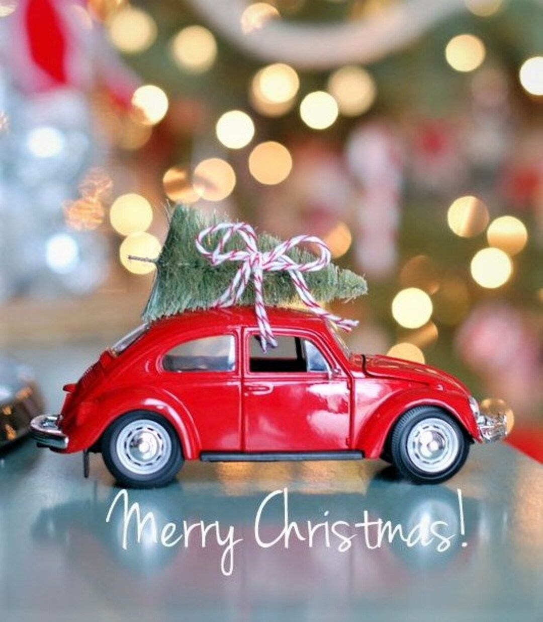Christmas Red Retro Beetle Car Model Mantel Decorations VW Beetle Car ...