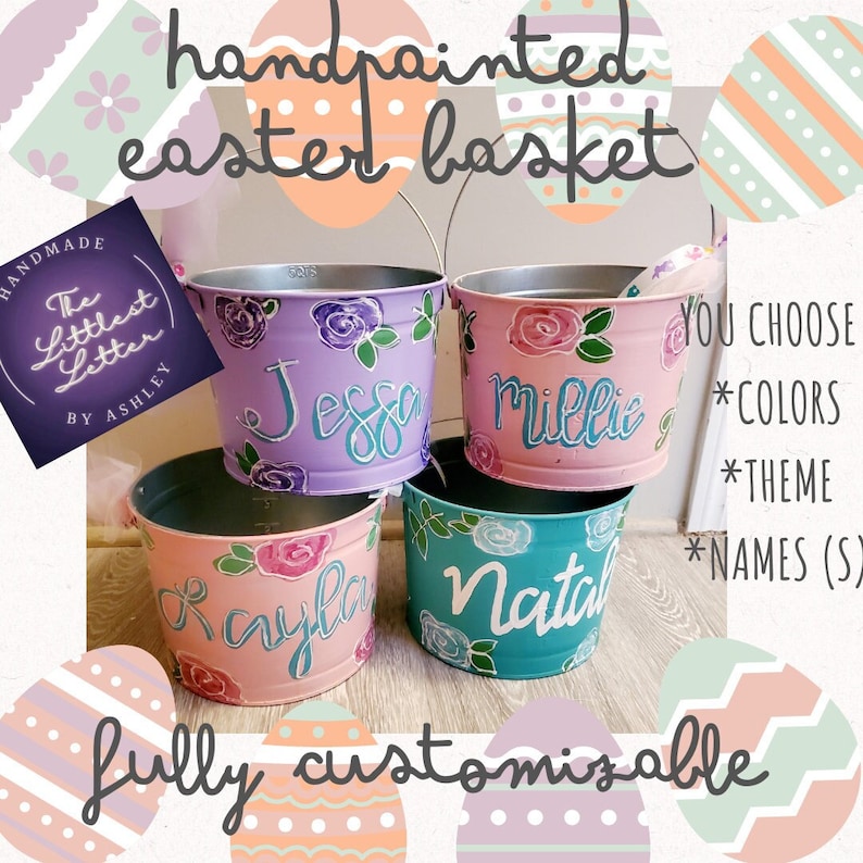 Handpainted Easter Bucket- Metal - Etsy