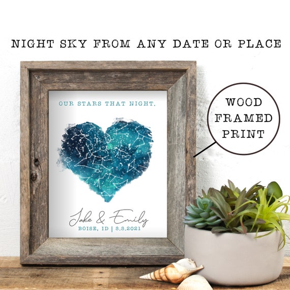 Starry Night Custom Star Map Framed Star Map by Date Custom | Etsy