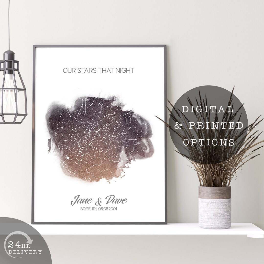 Memorial Gift Star Map by Date Night Sky Constellation the - Etsy Australia