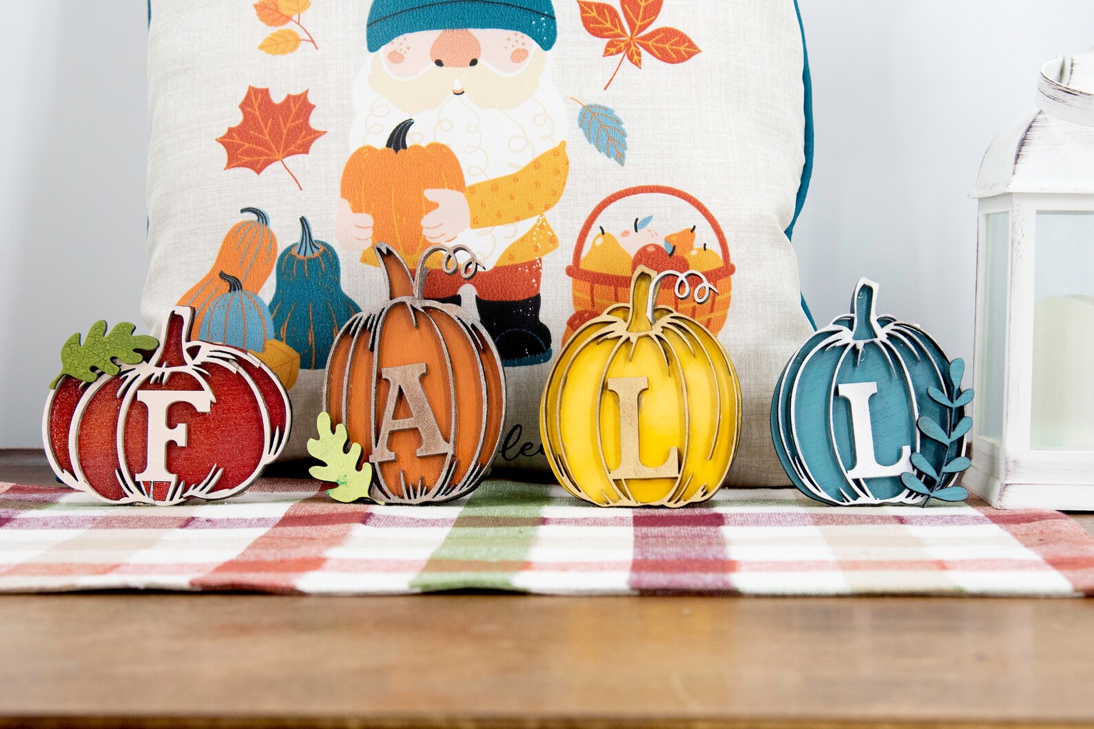 Custom Name Wooden Pumpkin Monogram Sign, Farmhouse Decor Thanksgiving ...
