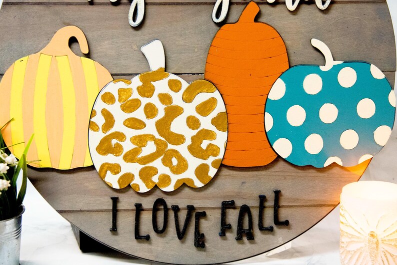 Oh My Gourd, I Love Fall Round Outdoor Fall Porch Pumpkin Decor ...