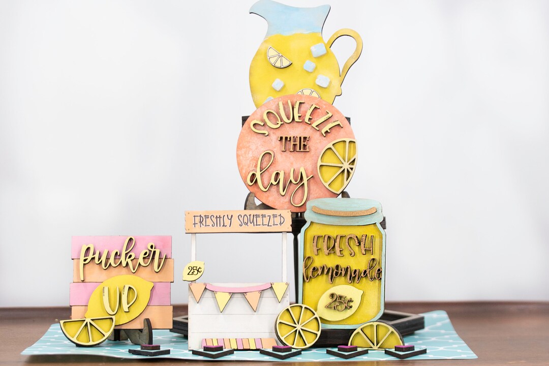 Lemonade Stand Decor, Tiered Tray Decor Bundle, Unfinished Tiered Tray ...