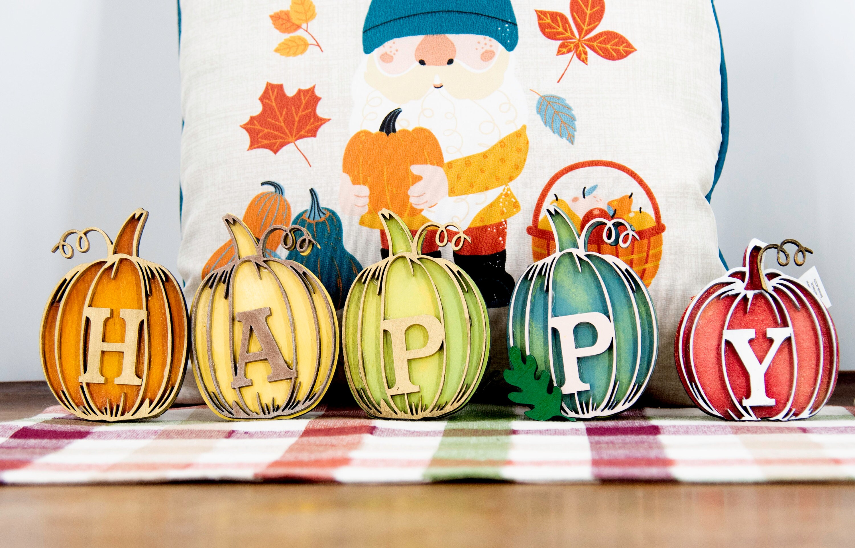 Custom Name Wooden Pumpkin Monogram Sign, Farmhouse Decor Thanksgiving ...