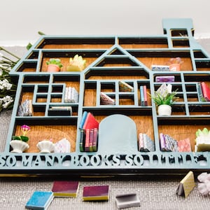 Mini Bookshelf Decor & Miniature Books Cute Shelf Sitter or Custom Wall ...
