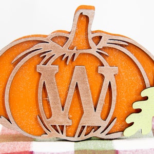 Custom Name Wooden Pumpkin Monogram Sign, Farmhouse Decor Thanksgiving ...