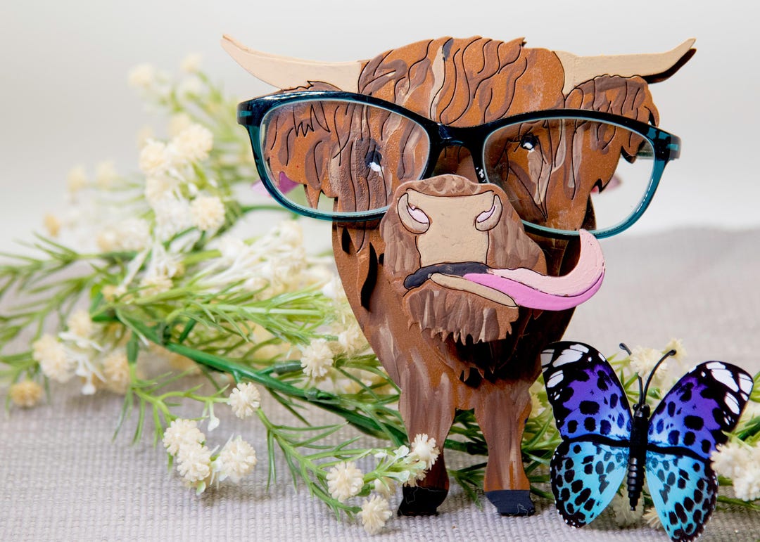 Highland Cow Glasses Holder – Custom Painted or DIY Kit – Funny Cow ...