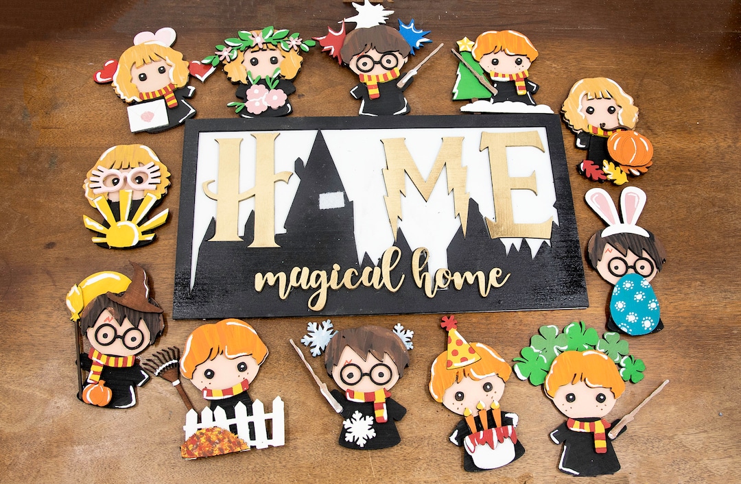 Wizard Friends Interchangeable Seasons Welcome Home Sign / Home Sign ...
