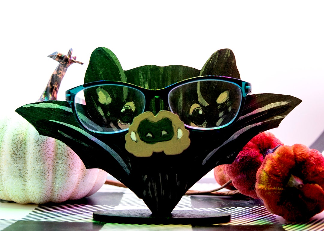 Halloween Bat Glasses Stand Glasses Holder. Wooden Bats Black Bat Decor ...