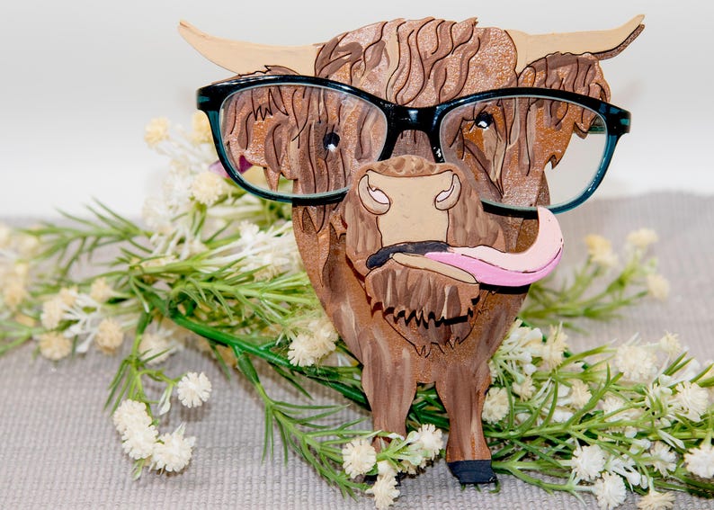 Highland Cow Glasses Holder – Custom Painted or DIY Kit – Funny Cow ...