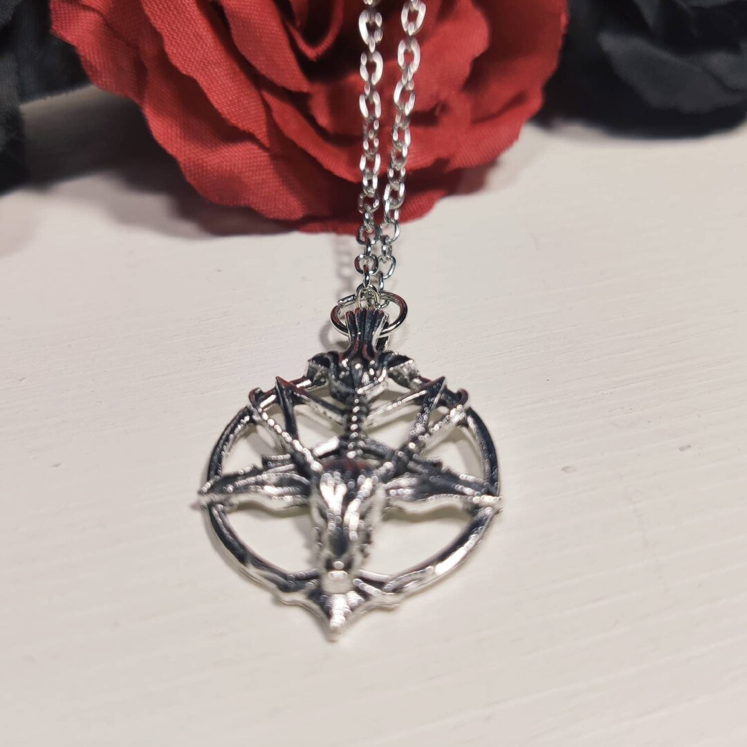 Gothic Necklace, Baphomet Occult Pendant, Gothic Jewelry, Goat Head ...