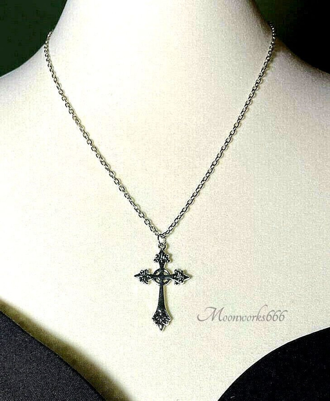 Silver Gothic Cross Necklace Gothic Jewelry - Etsy