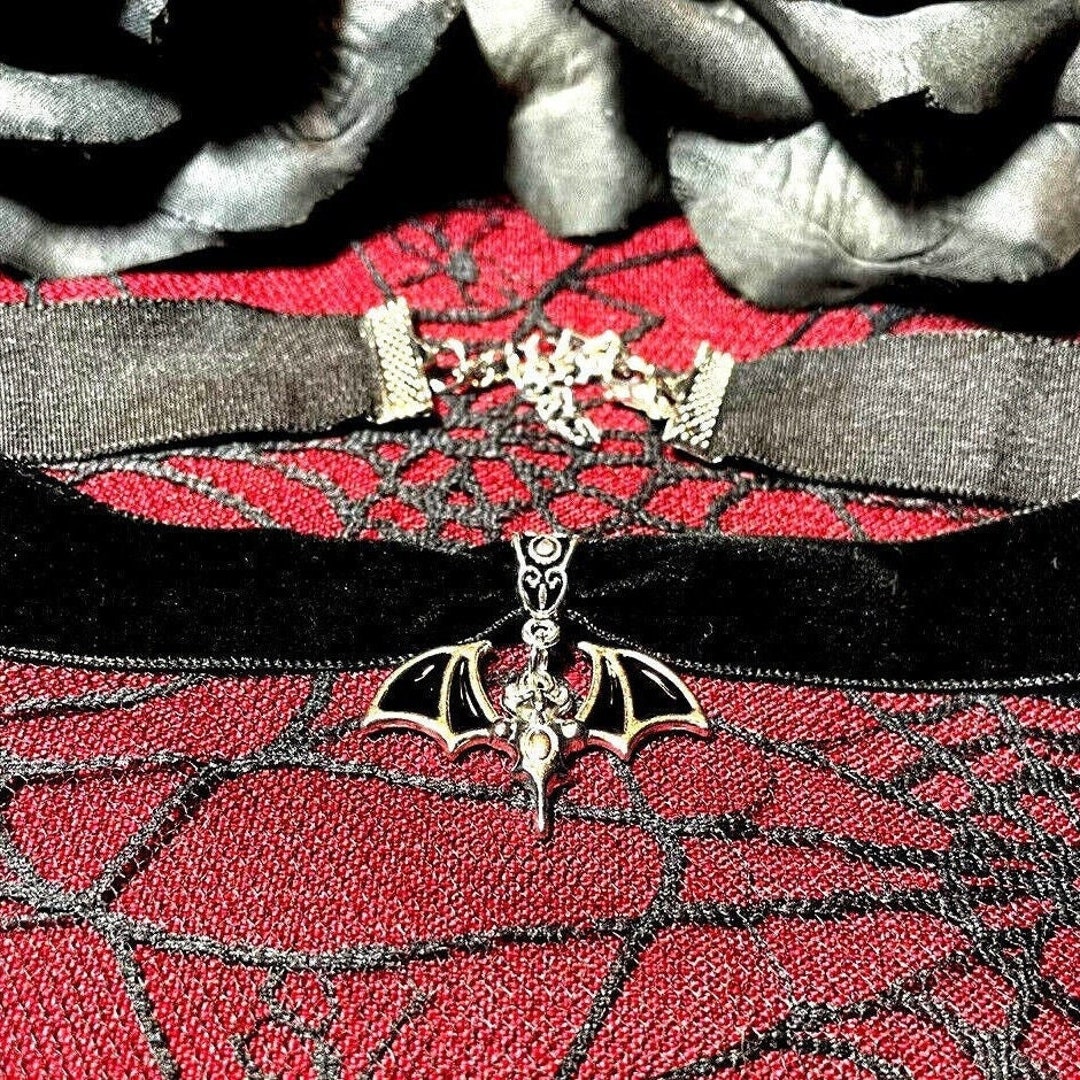 Gothic Bat Choker With a Black Velvet Neckband - Etsy