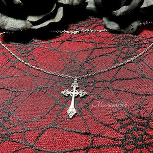 Silver Gothic Cross Necklace Gothic Jewelry - Etsy