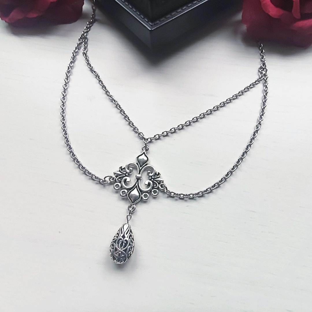 Victorian Double Stainless Steel Chain With a Detailed Connector and an ...