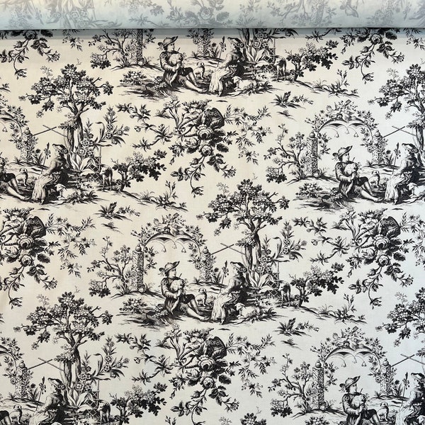 Black Toile Fabric - Etsy