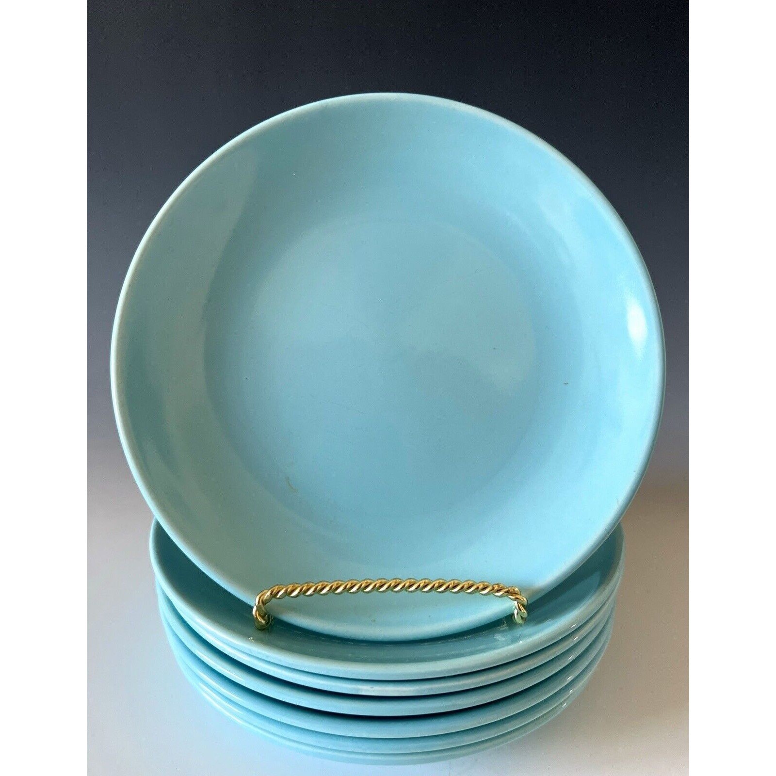 Set 7 Vintage MCM Canonsburg Pottery Temporama 6 1/2 Blue Bread Plates ...