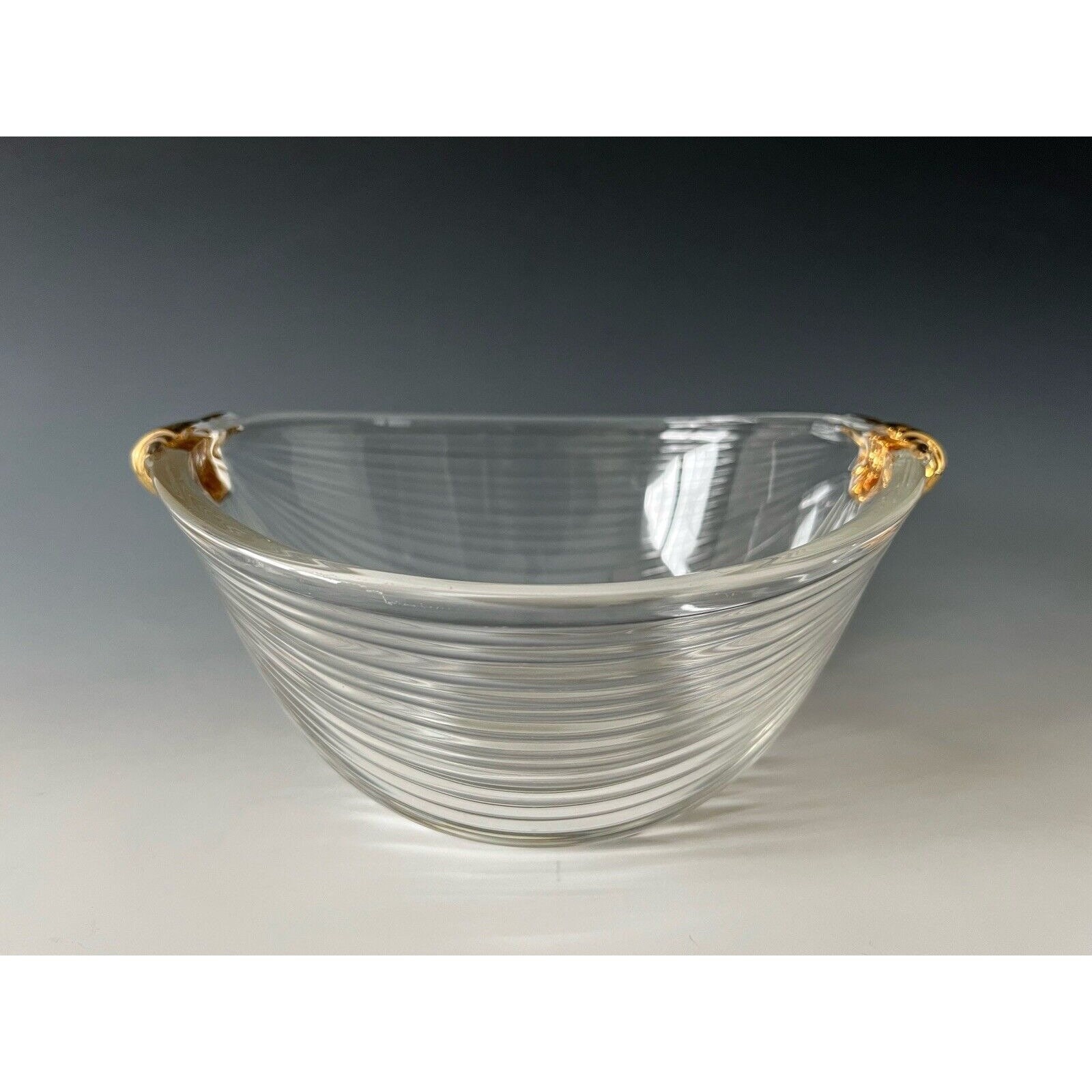Mikasa Walther W. Germany Crystal Glass Ribbed Serving Bowl With GOLD ...