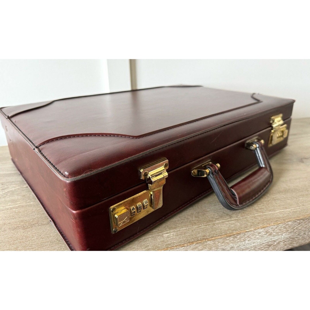 Vintage Airway Burgundy Leather Hard Shell Locking Attache/briefcase ...
