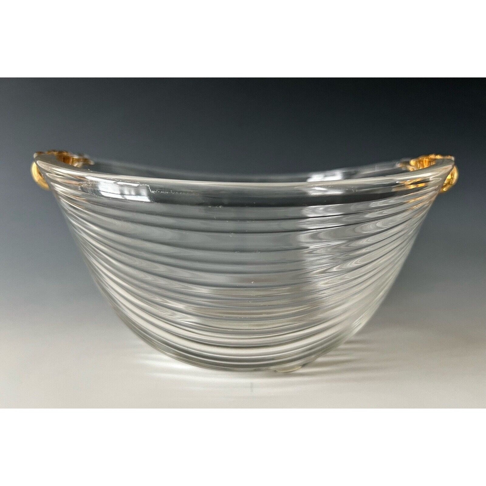 Mikasa Walther W. Germany Crystal Glass Ribbed Serving Bowl With GOLD ...