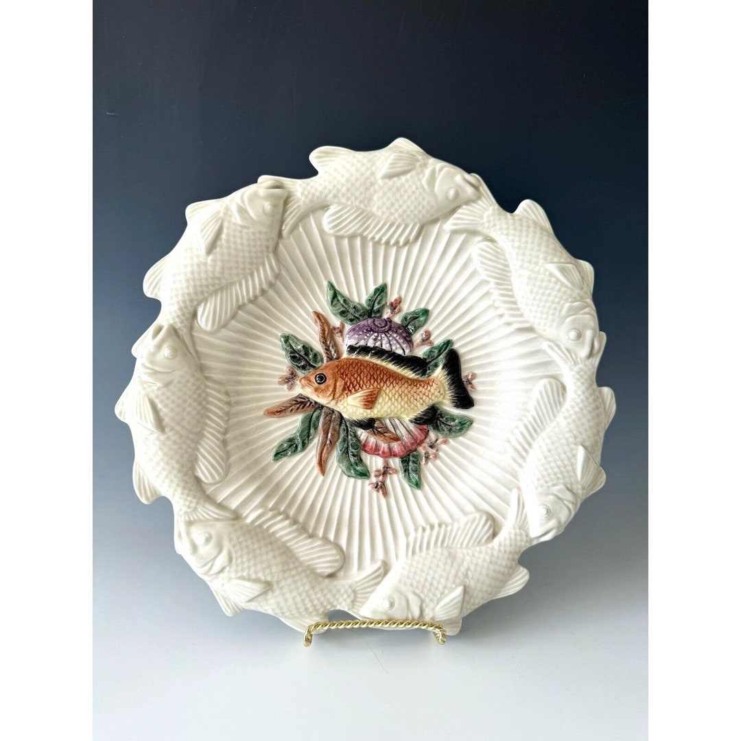 Fitz and Floyd La Mer Ocean Raised Fish Design Round Canape Plate ...
