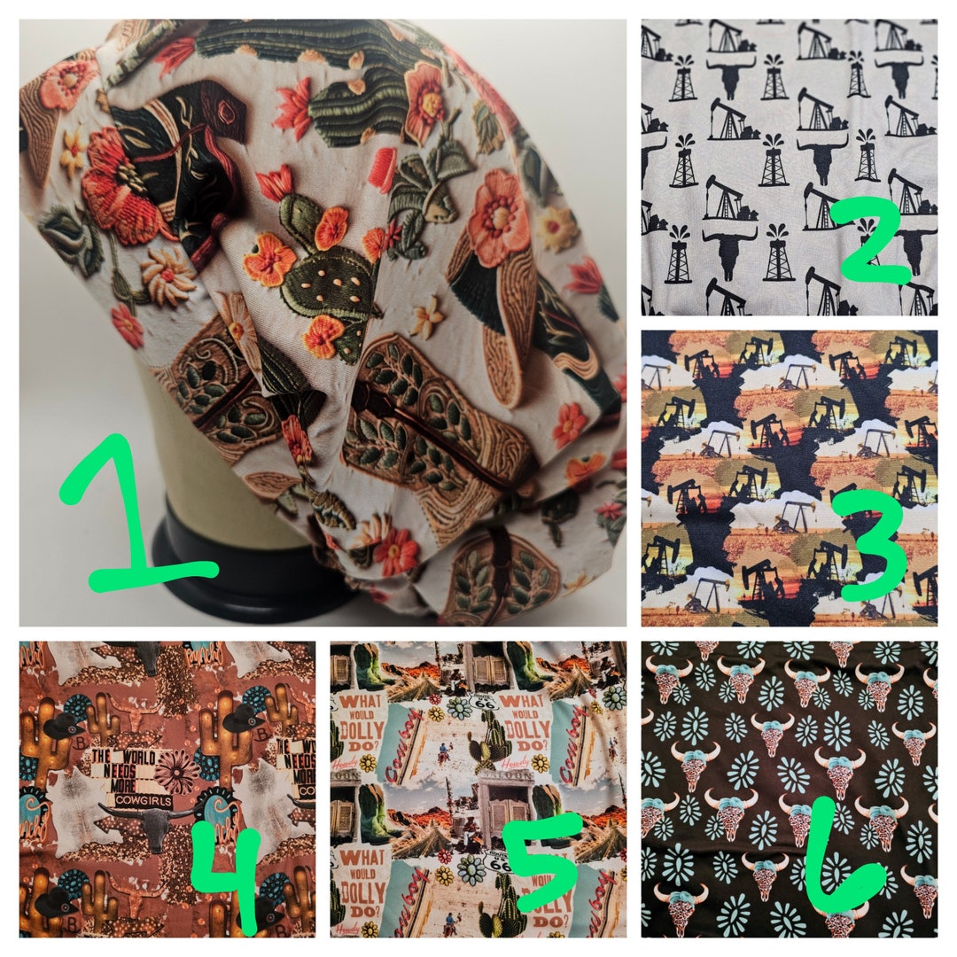 Men's or Women's Scrub Cap - Texas Rodeo Cowboy Boots Steer Skulls ...