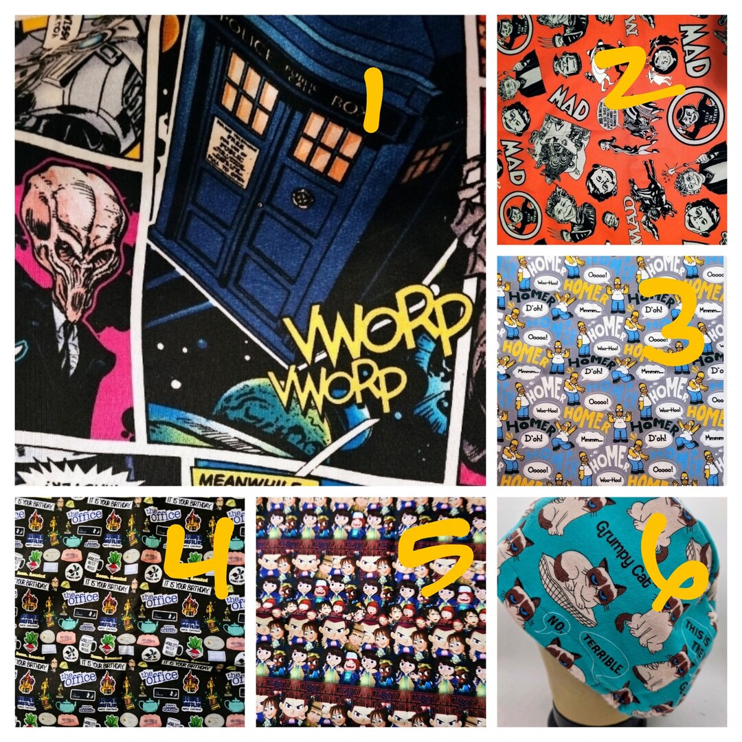 Mens or Women's Scrub Cap/hat. TV Shows Friends Stranger Dr Who Mad ...