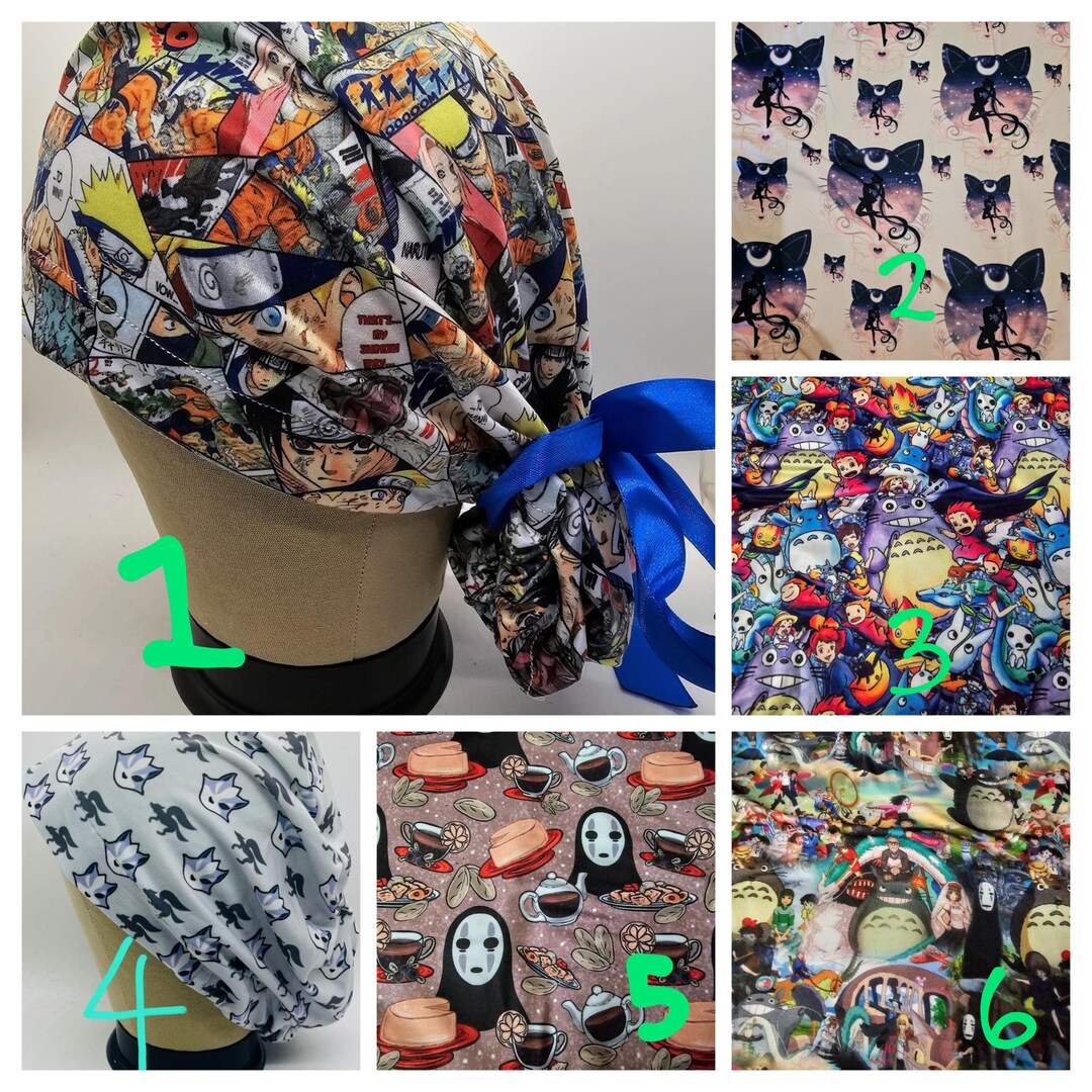 Mens or Women's Medical Scrub Cap/hat - Anime. Soft Stretchy Fabrics ...